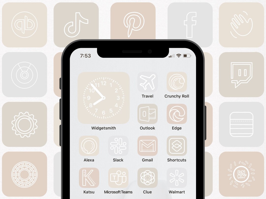 350 Minimalist Neutral App Icon Pack With 50 Photo Widgets Nude Neutral ...