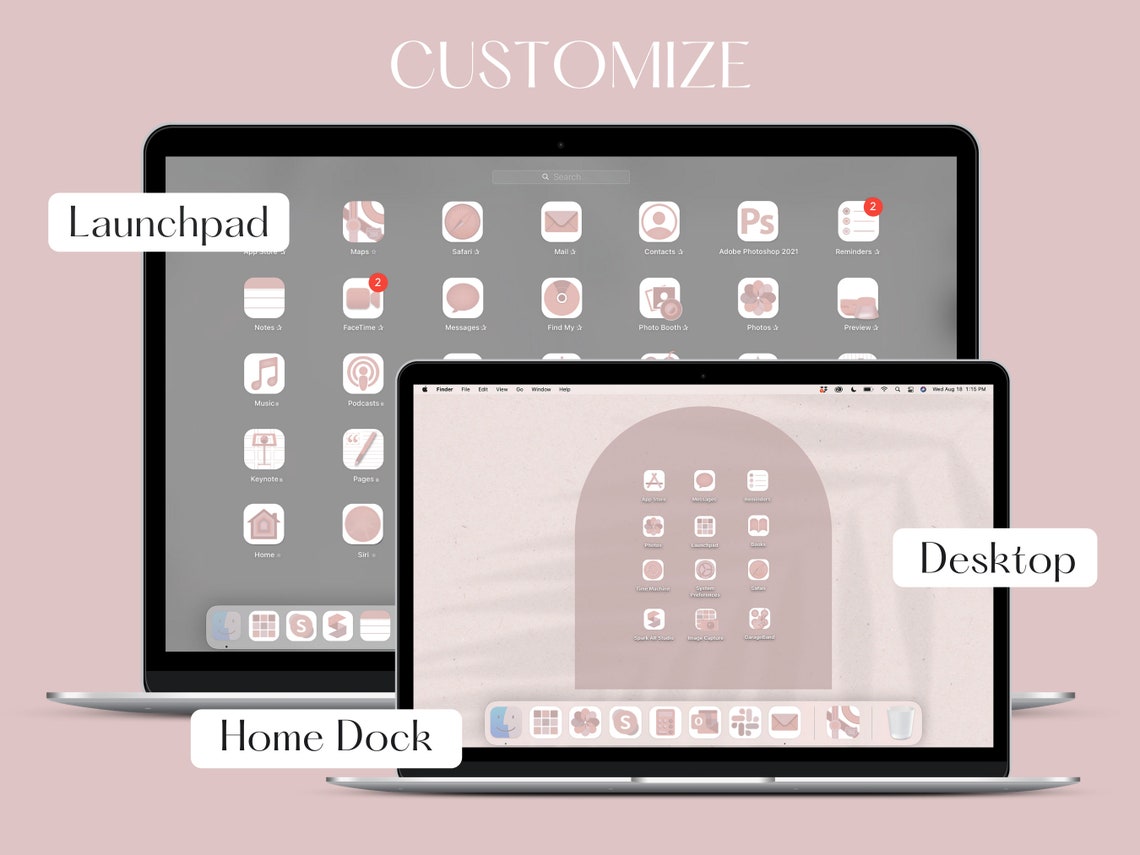 Computer App Icons Dusty Pink Aesthetic App Icon Pack | Etsy