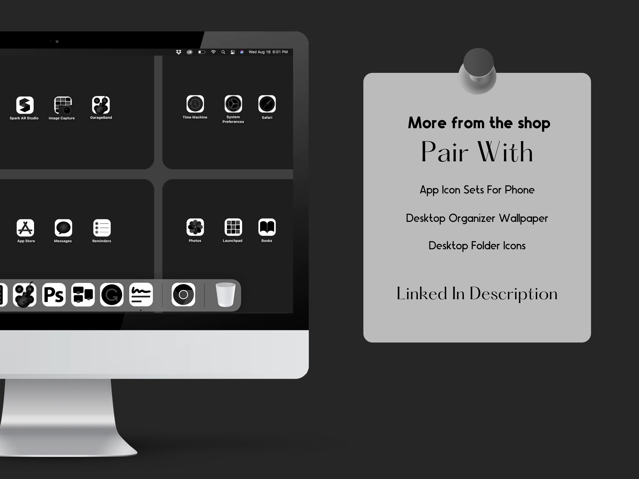 Desktop App Icons Black Dark Minimalistic Aesthetic Desktop - Etsy
