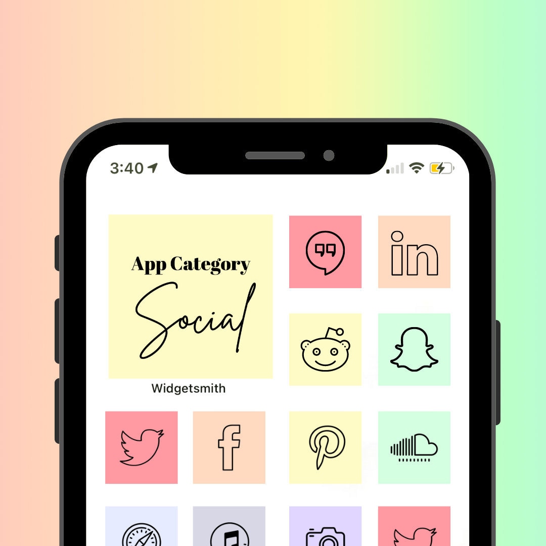 Rainbow Pastel Icon Pack for Customizing Your Home Screen in - Etsy Canada