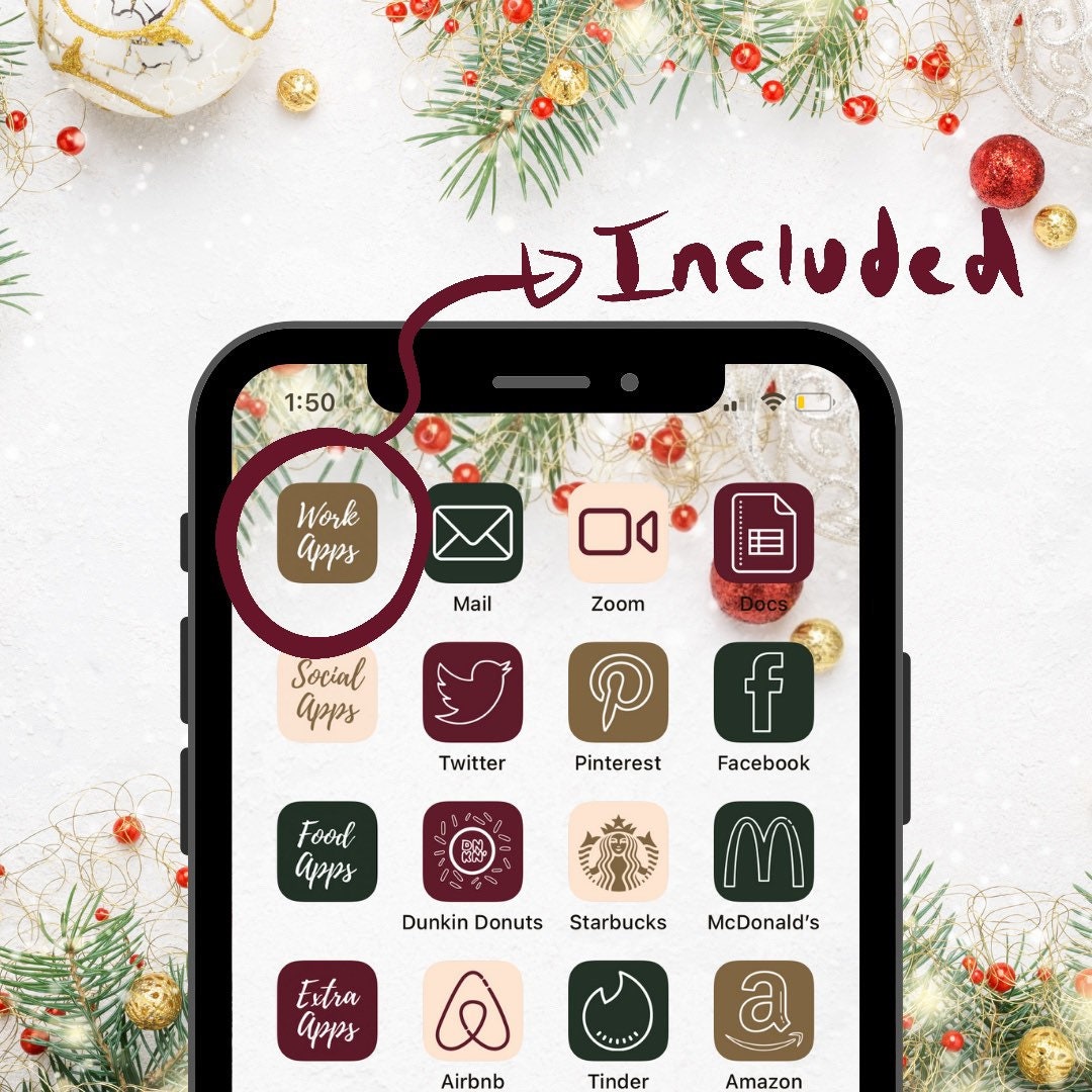180 Christmas App Icons Pack Cove the Design cove the - Etsy