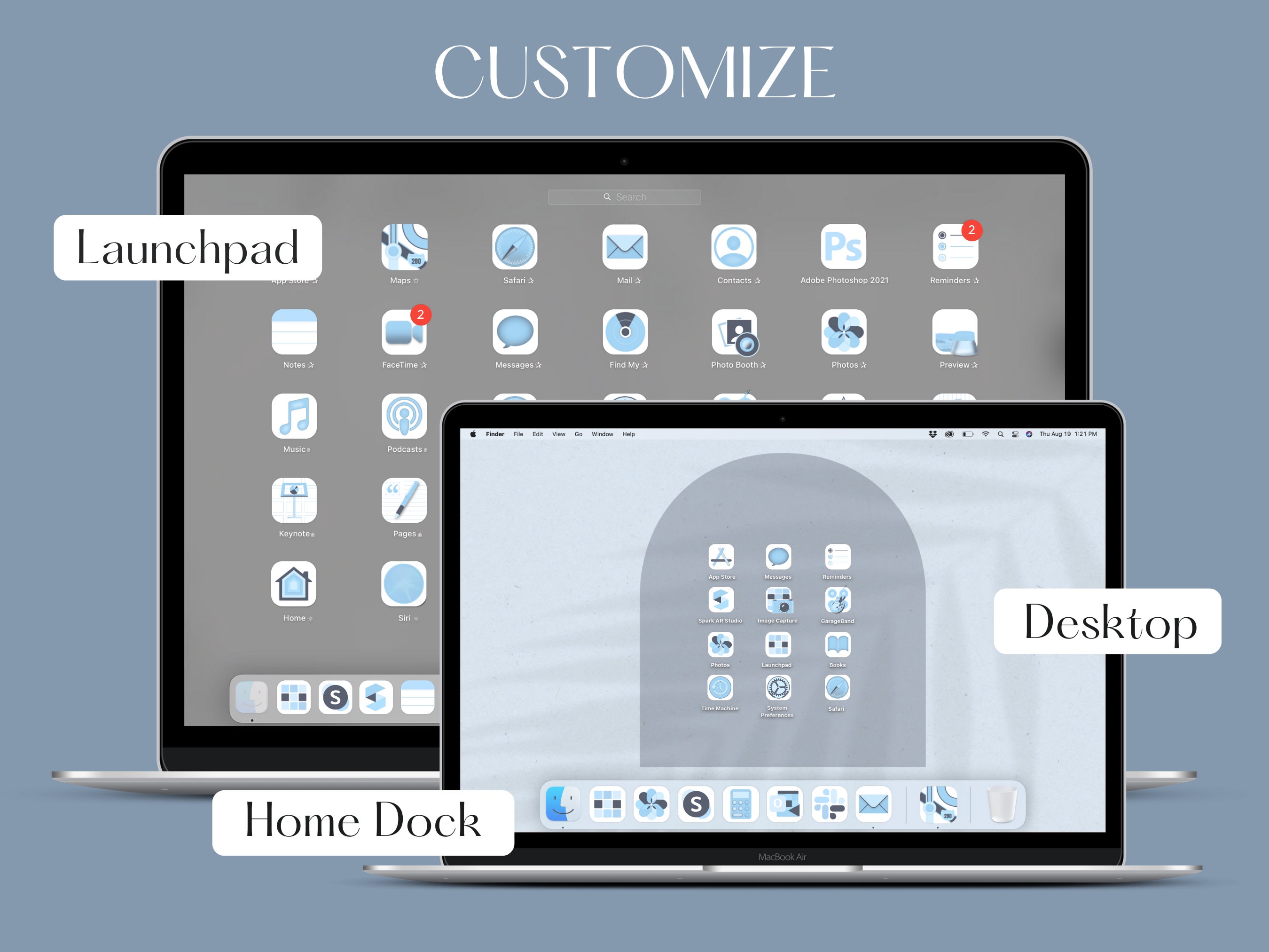 Blue Aesthetic Computer App Icon Pack Desktop Icons Shades - Etsy