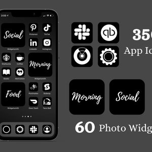 Ios 14 Black App Icons BOLD Icon Pack for Aesthetic Dark Ios Home ...