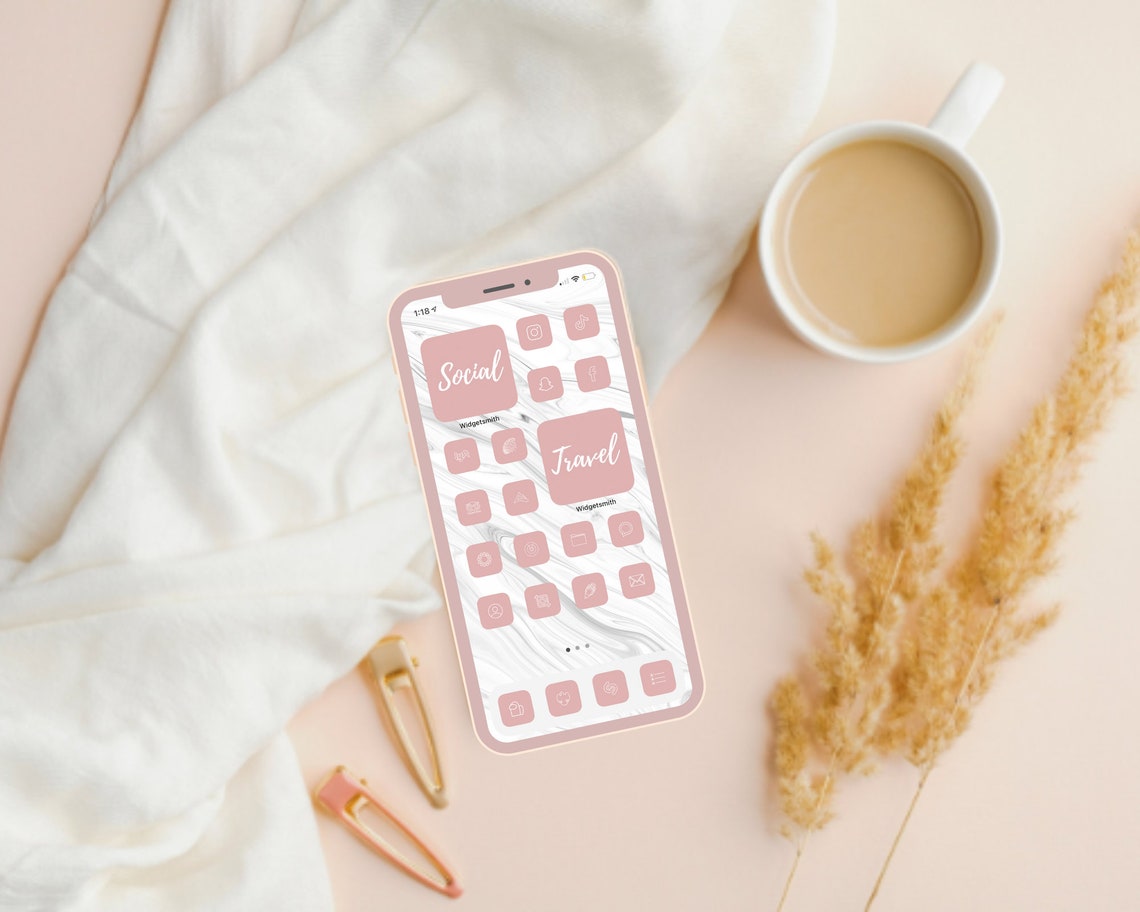 Pink Ios 16 Iphone App Icons Minimal Pink & White - Etsy Australia