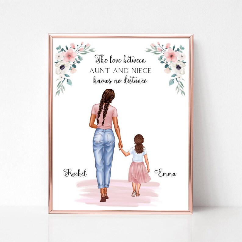 Personalized Aunt Print, Custom Portrait From Niece for Auntie, Mothers ...
