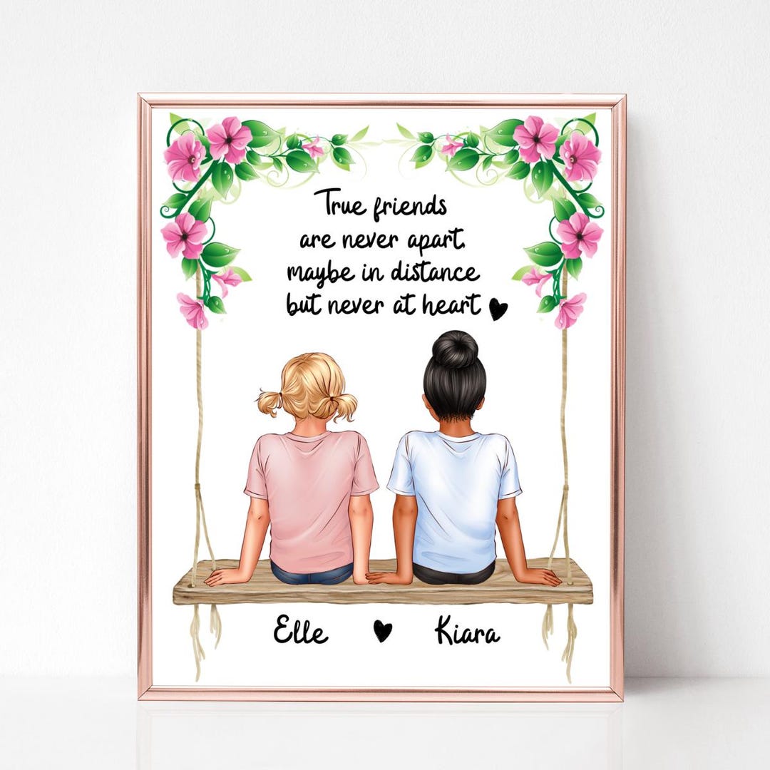 Child Best Friend Portrait, Kids Friends Print, Childhood Friend ...