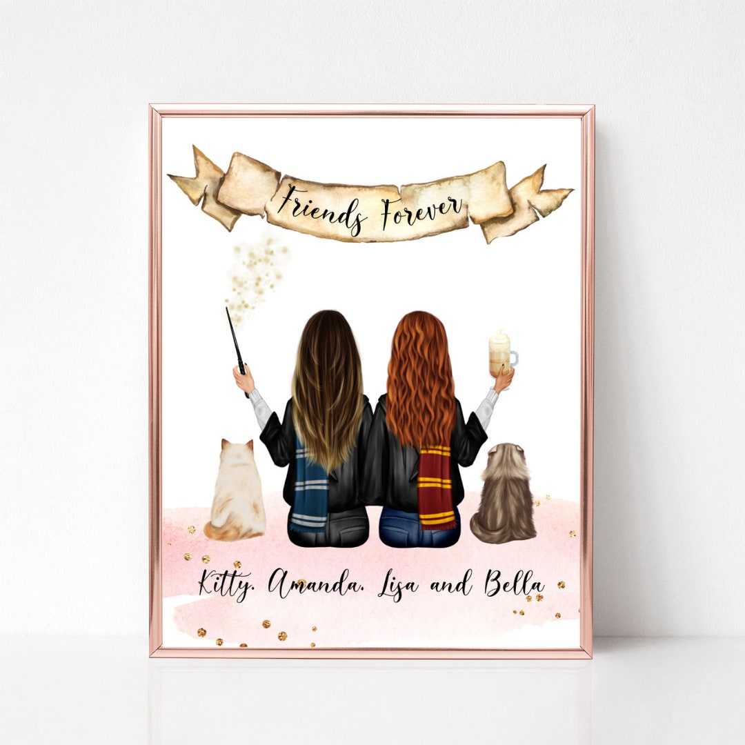 Custom Wizard Illustration, Printable Best Friends Print, Wizard Pet ...