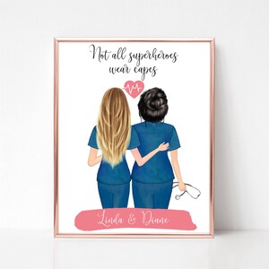 Personalised Nurse and Doctor Print, Best Friend Print, Nurse Gift ...