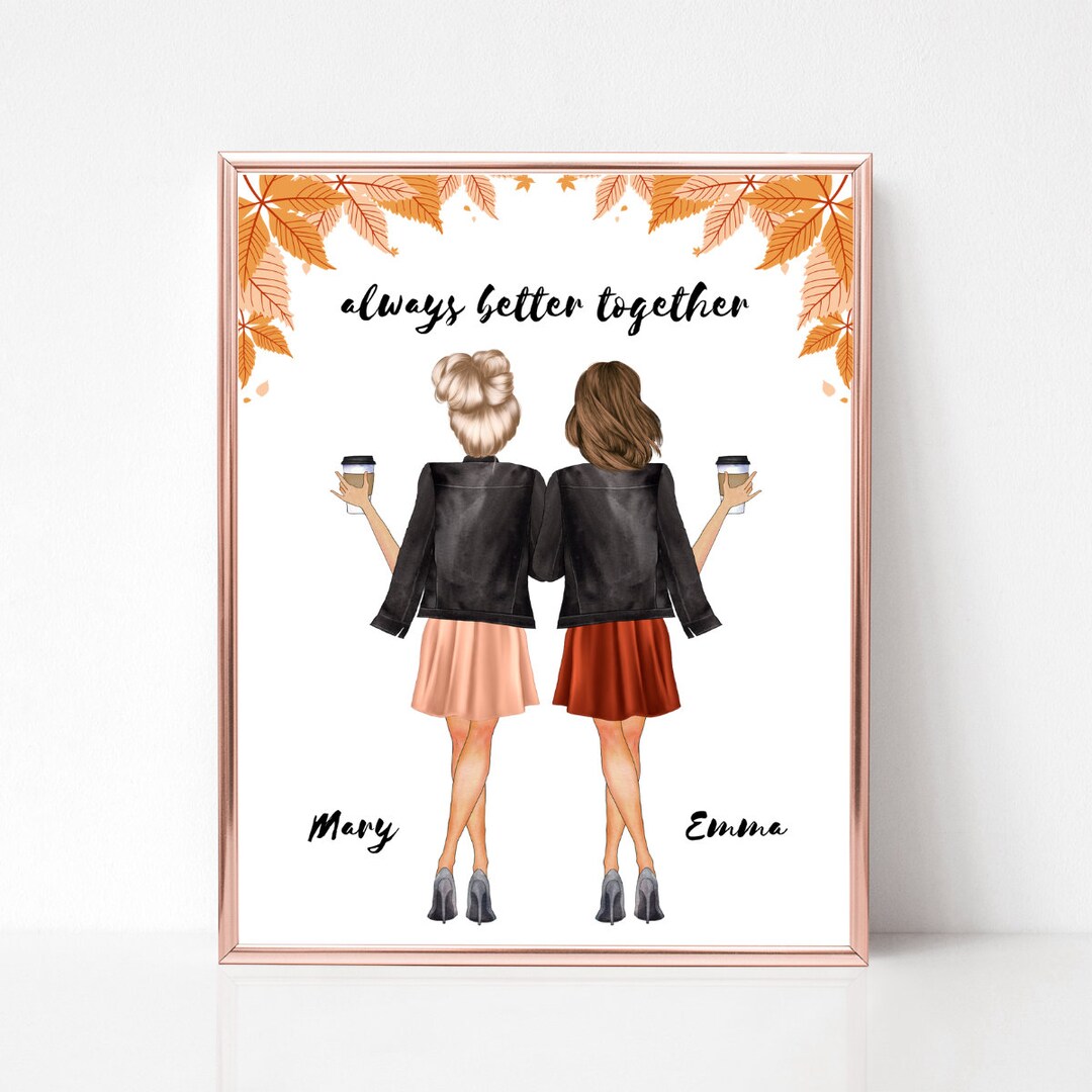 Autumn Best Friends Print, Custom Quote Gift, Personalized Friends ...