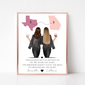 Long Distance Friendship Gift, Best Friend Print, Bestie Moving Gift ...