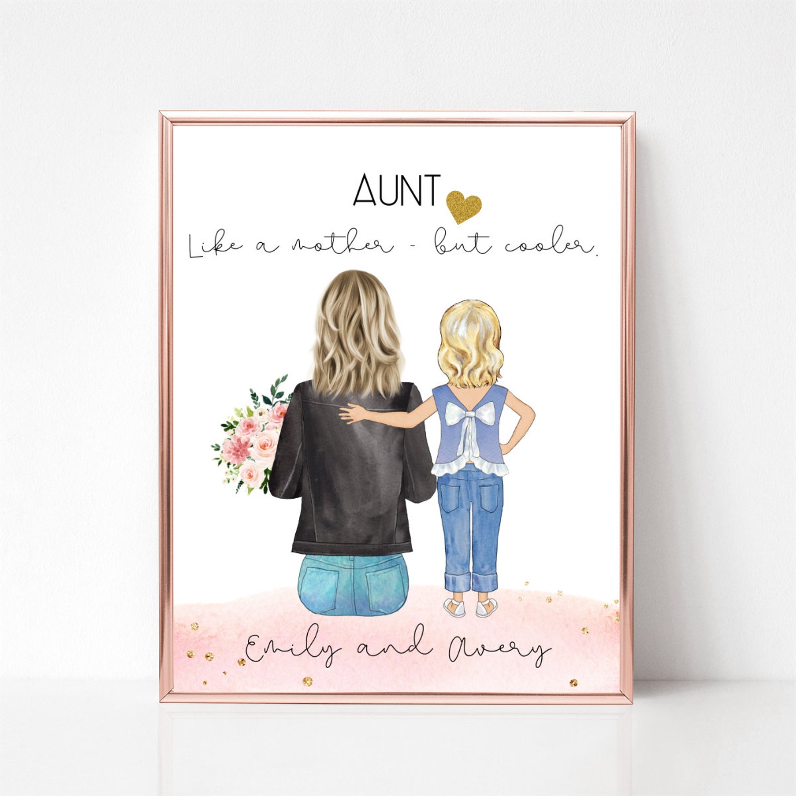 Personalized Auntie Gift, Aunt Gift, Family Portrait, Family Quote ...