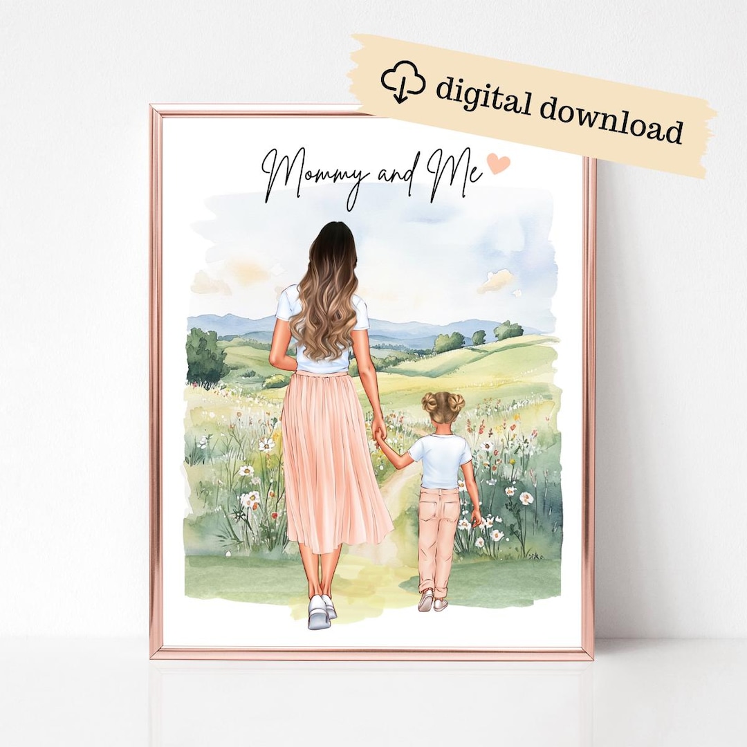 Mommy and Me Personalized Digital Art, Mother and Toddler Art, Mom ...