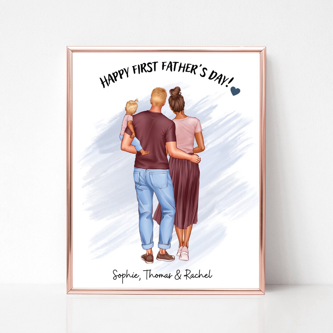 First Fathers Day Gift, Personalized Family Print With Newborn, New Dad ...