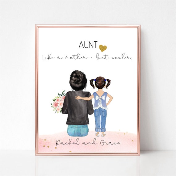 Personalized Auntie Gift Aunt Gift Family Portrait Family | Etsy