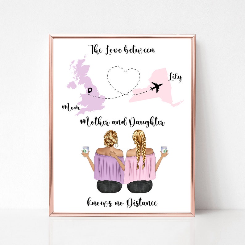The Love Between Mother And Daughter Knows No Distance Long Etsy