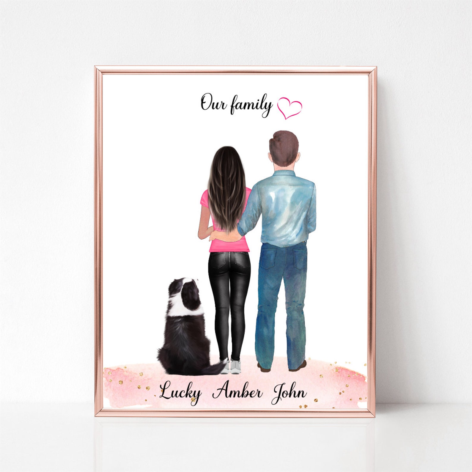 Custom Family Portrait With Dog Family Illustration - Etsy