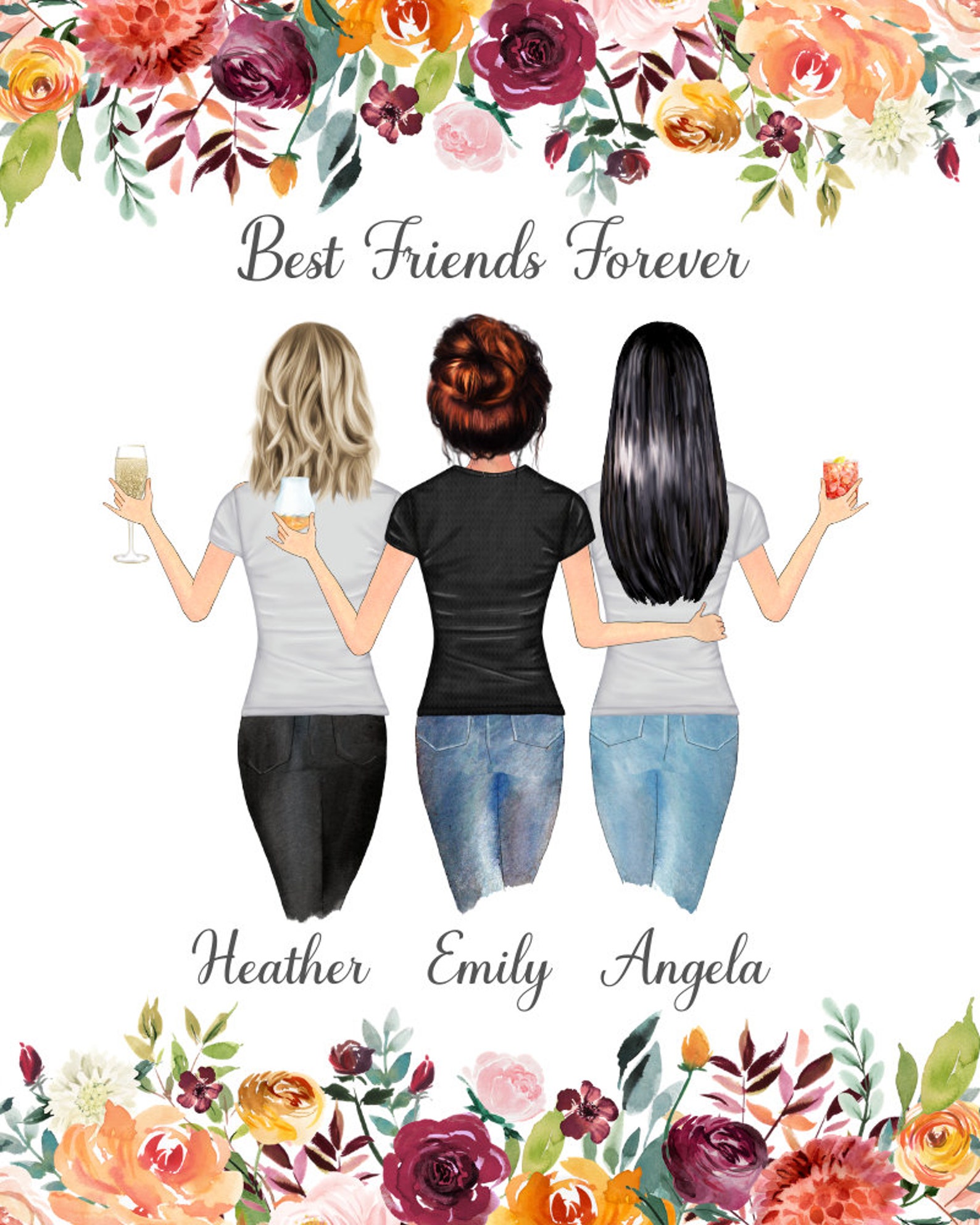 Best Friends Gifts, Custom Best Friend Print, Digital File Only, Custom ...