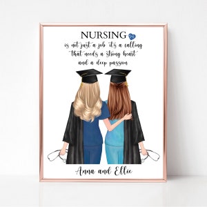 Personalized Nurse Besties Graduation Print, Custom Nurse Gift, Scrub ...