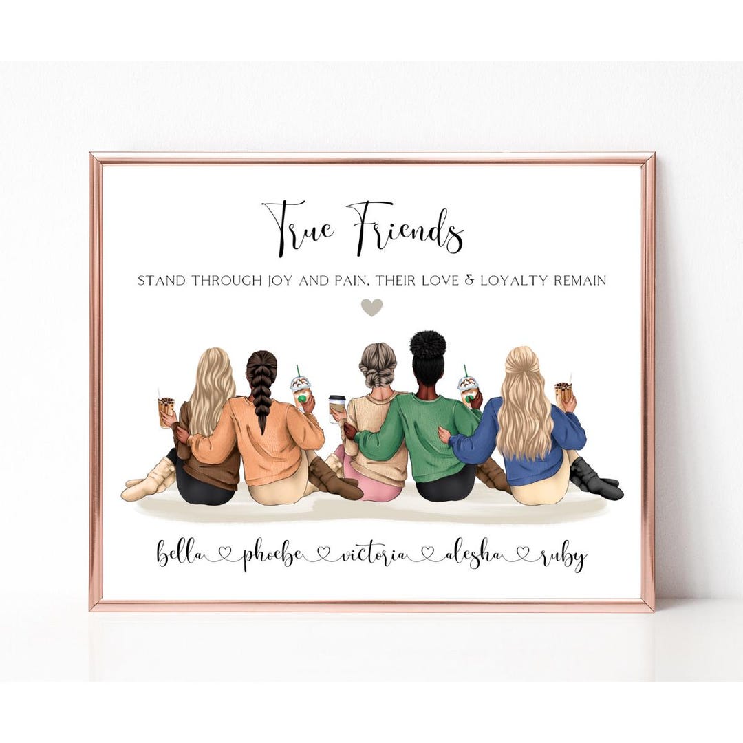 True Friends Picture, Group of Five Friends Portrait, Personalized ...