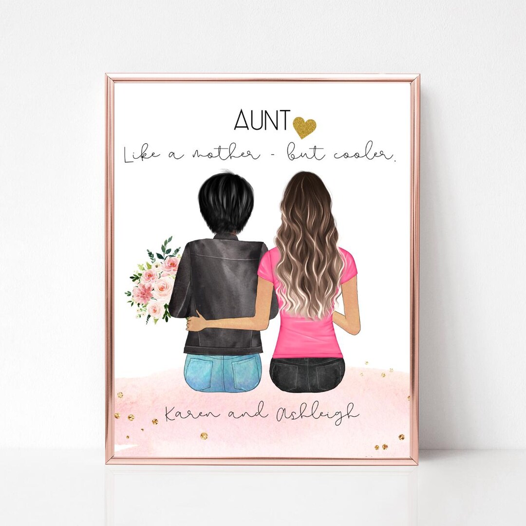 Personalized Auntie Gift, Aunt Gift, Family Portrait, Family Print ...