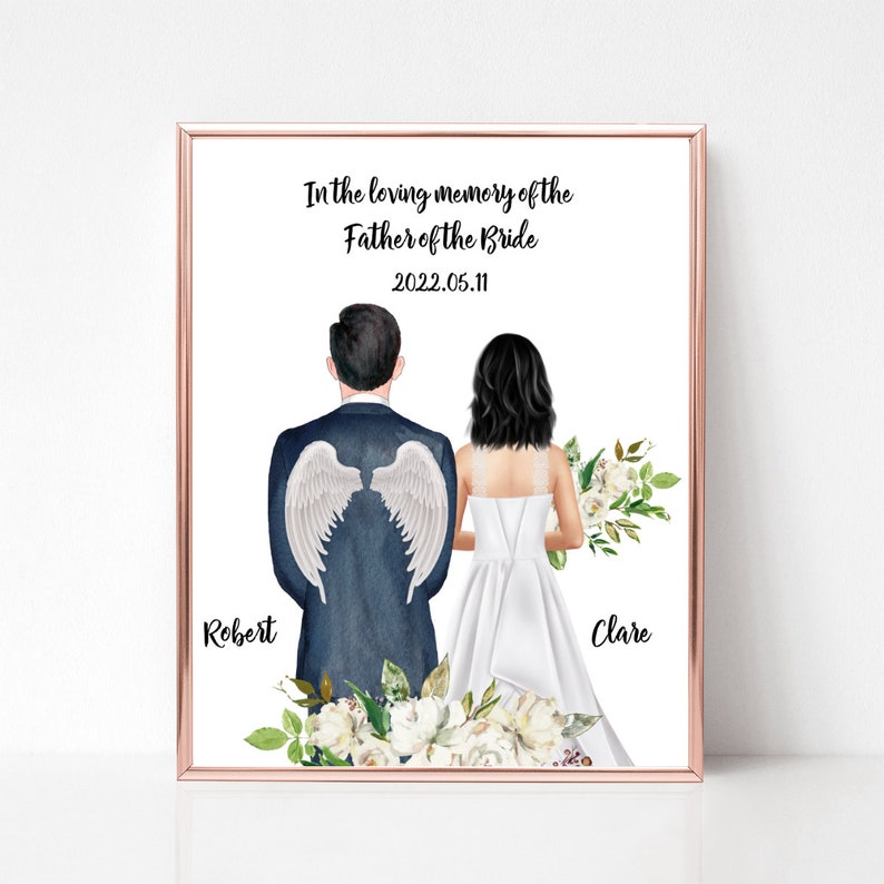 Father of the Bride Memorial Print, Wedding Parent Print, Custom ...