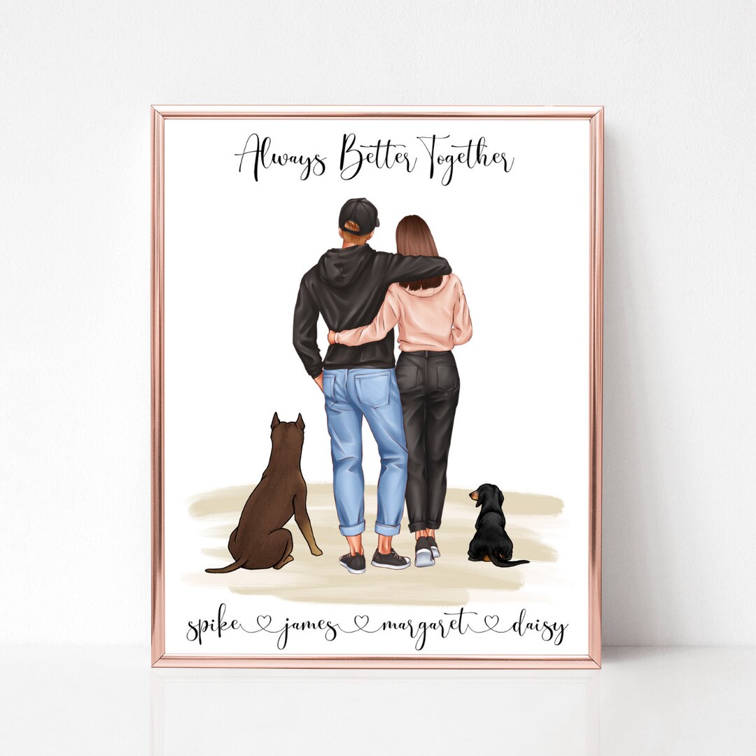 Always Better Together, Couple With Pet Print, Valentine's Day Gift ...