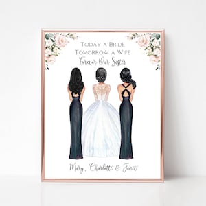 Today a Bride, Tomorrow a Wife, Forever Our Sister, Wedding Print for ...