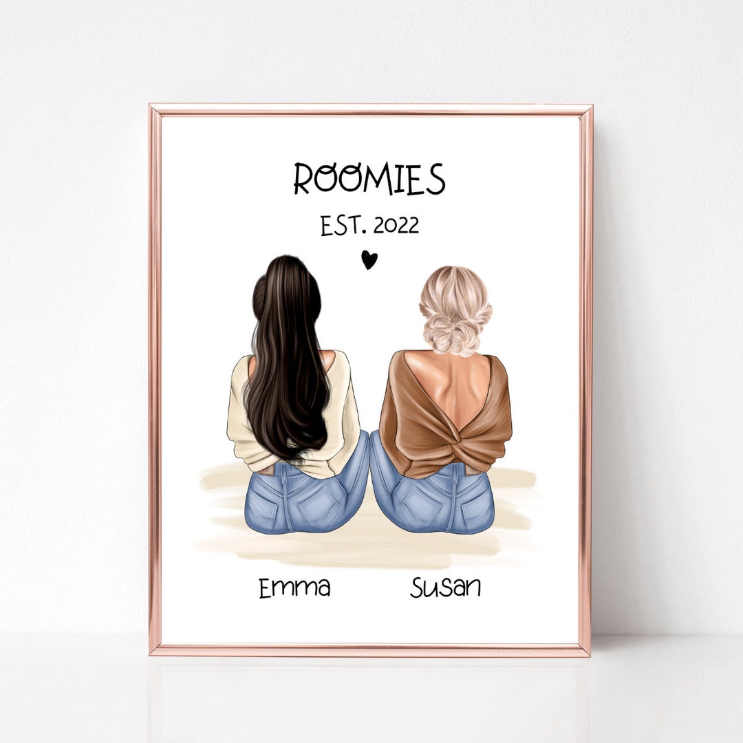 Roommates Personalized Print, Roomies Gifts, Roommate Illustration ...