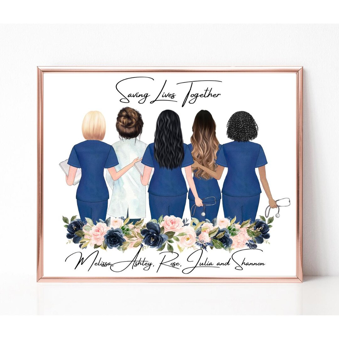 Nurse Team Print, Best Friend Print, Saving Lifes Together, Nurse Gift ...