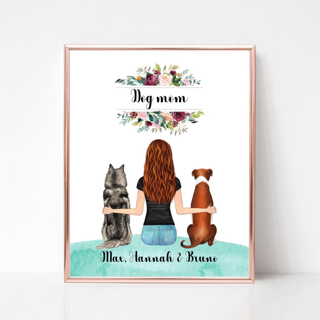 Dog Mom Print, Family Print With Pets, Family Portrait With Dog ...