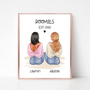 Roommates Personalized Print, Roomies Gifts, Roommate Illustration ...