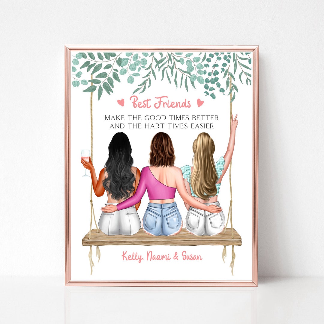 Bestie Printable Art, Best Friends Personalized Print, Best Friends ...