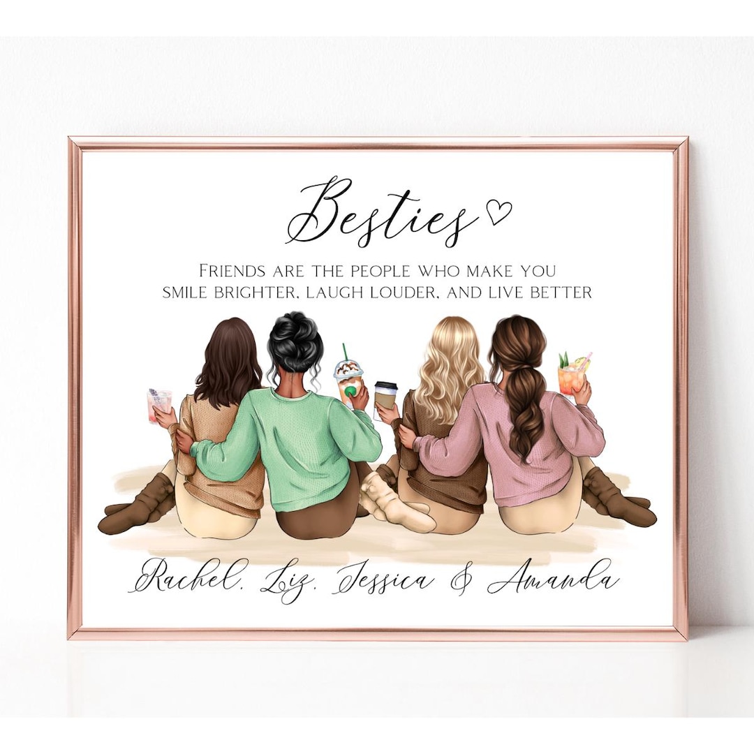 Group of 4 Best Friends Picture, Personalized Group Friendship Print ...