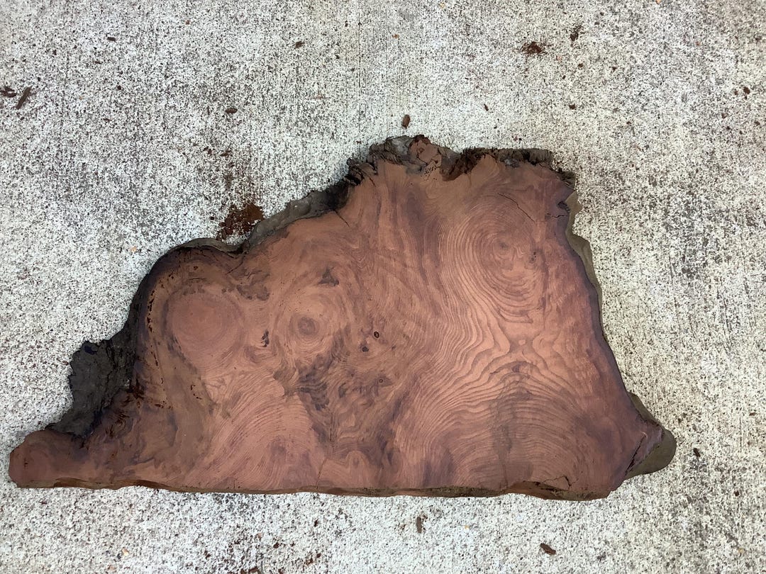 Redwood Burl Slab/beautiful Figuring 17x9.5x1 Display Base With Partial ...
