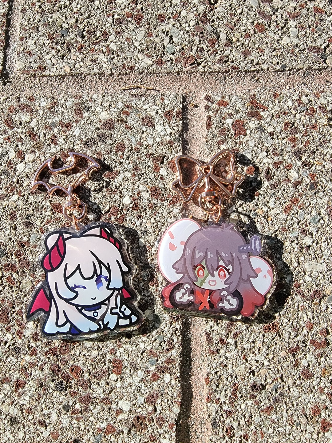 Genshin Impact Chibi Acrylic Keychains Hutao & Kokomi - Etsy
