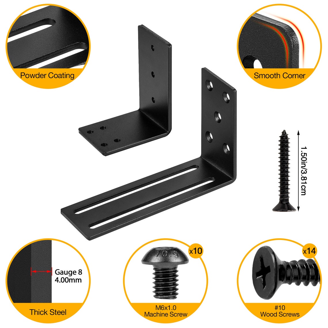 Adjustable Door Barricade Brackets (2 Pairs) for Lumber-drop Open Bar ...