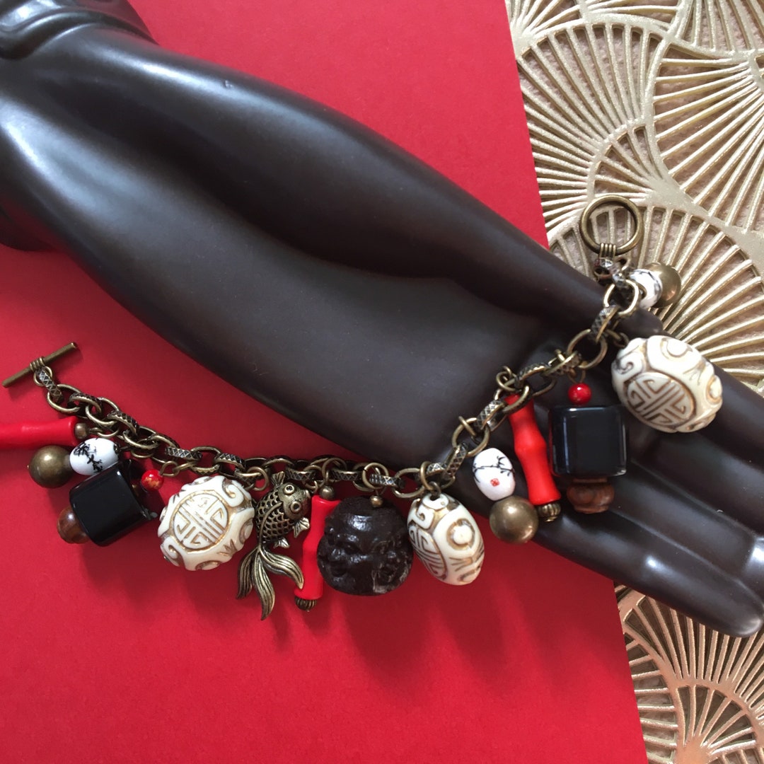 Asian Lucky Charm Bracelet,asian Theme Vintage Style Bracelet,chinese ...