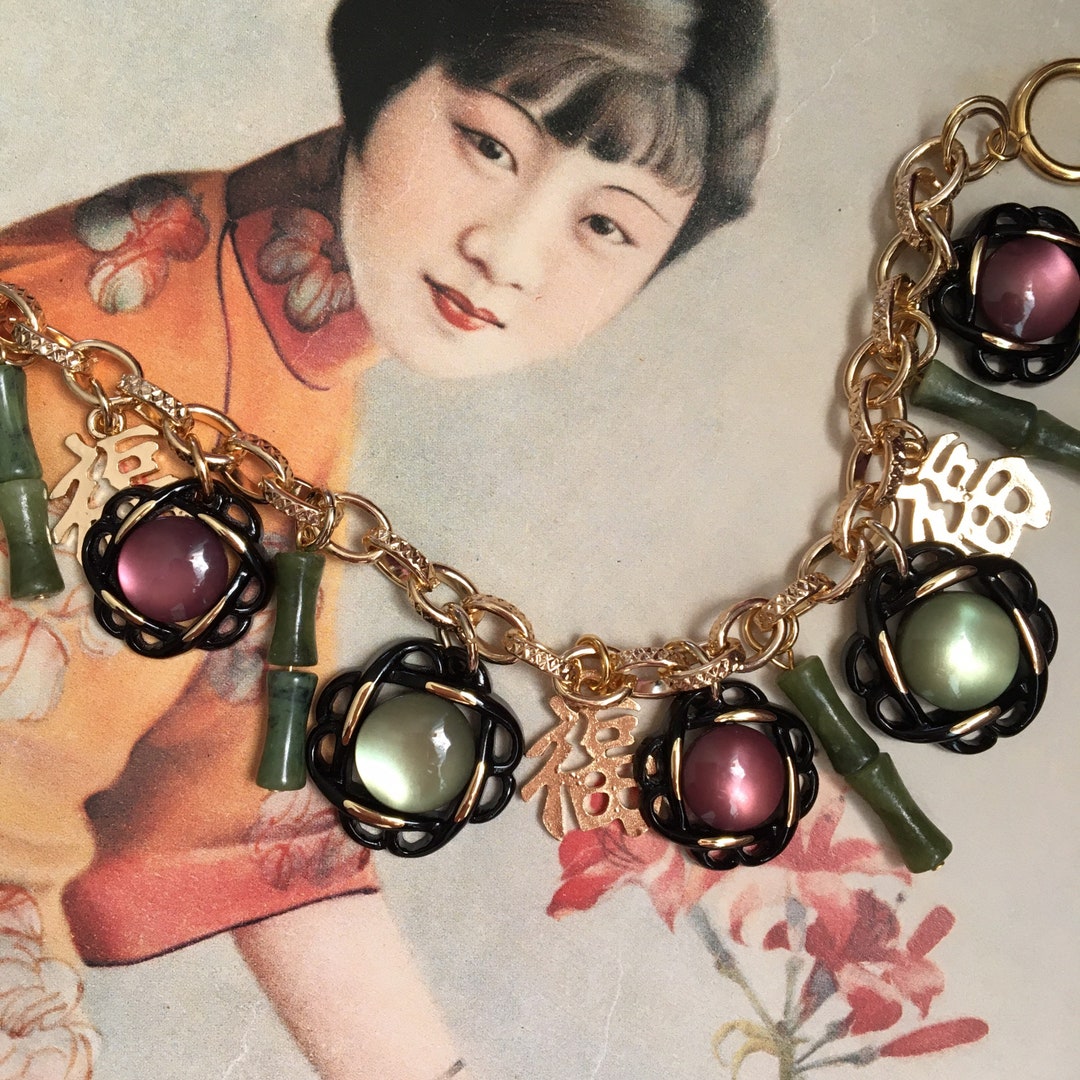 Asian Lucky Charm Bracelet,asian Theme Vintage Style Bracelet,chinese ...