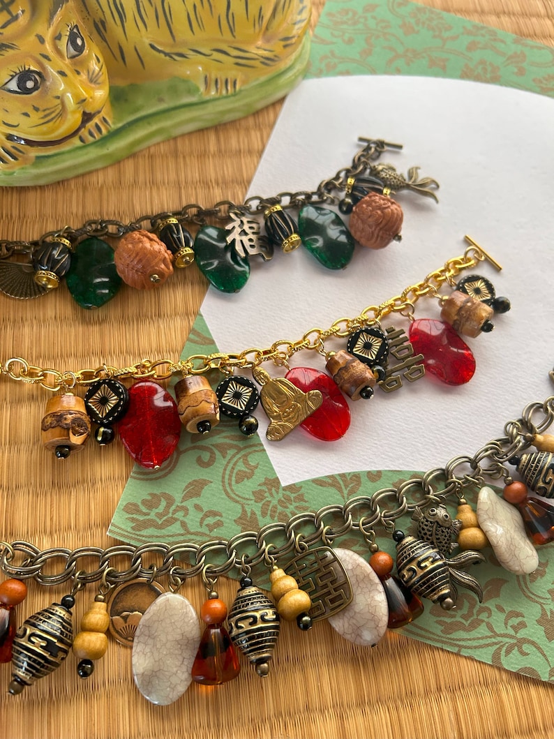 Asian Lucky Charm Bracelet,asian Theme Vintage Style Beads Bracelet ...