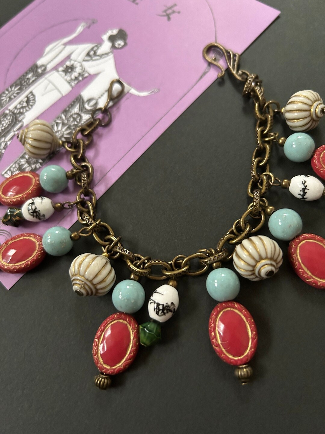 Asian Charm Bracelet,asian Theme Vintage Style Beads Bracelet,chinese ...