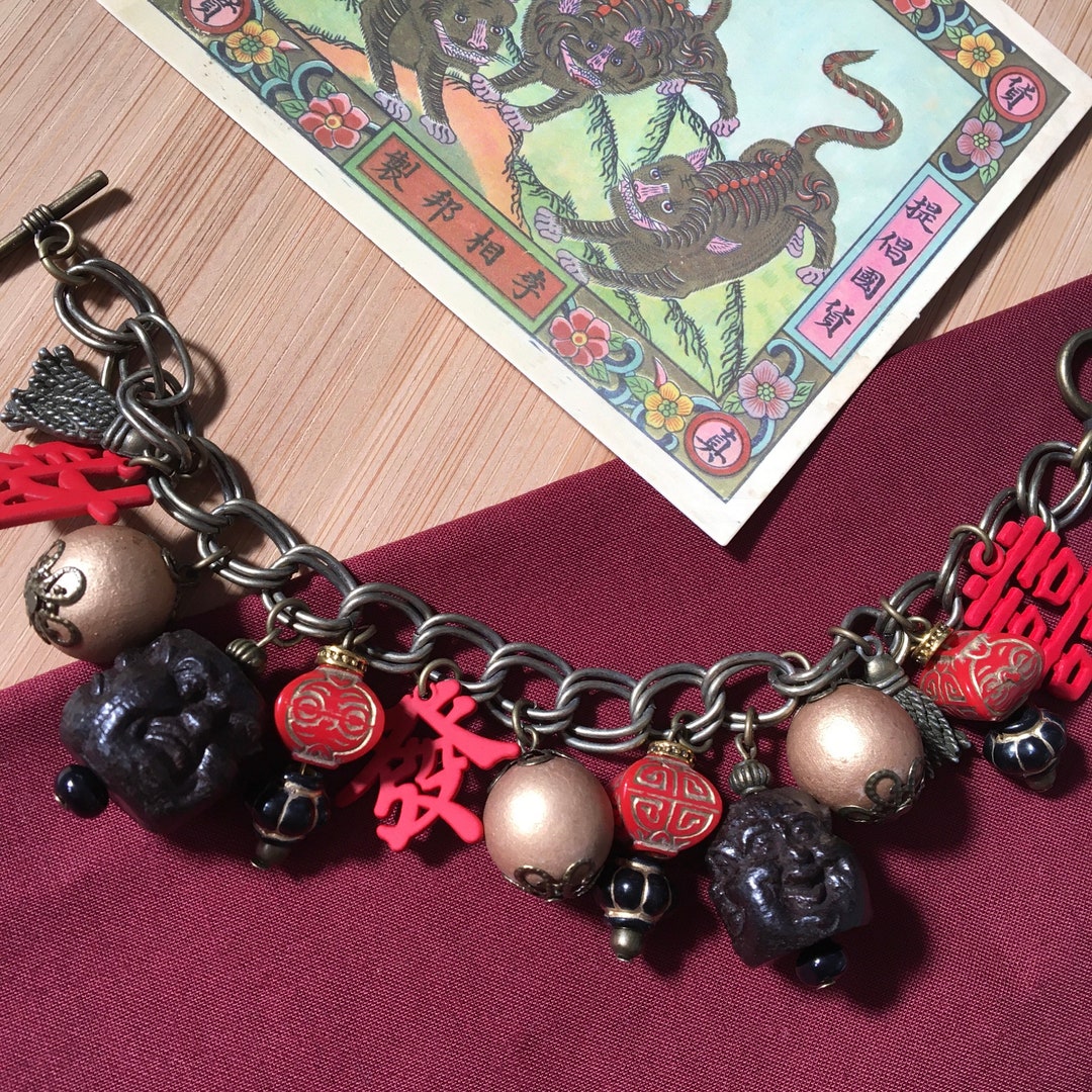 Asian Lucky Charm Bracelet,asian Theme Vintage Style Bracelet,chinese ...