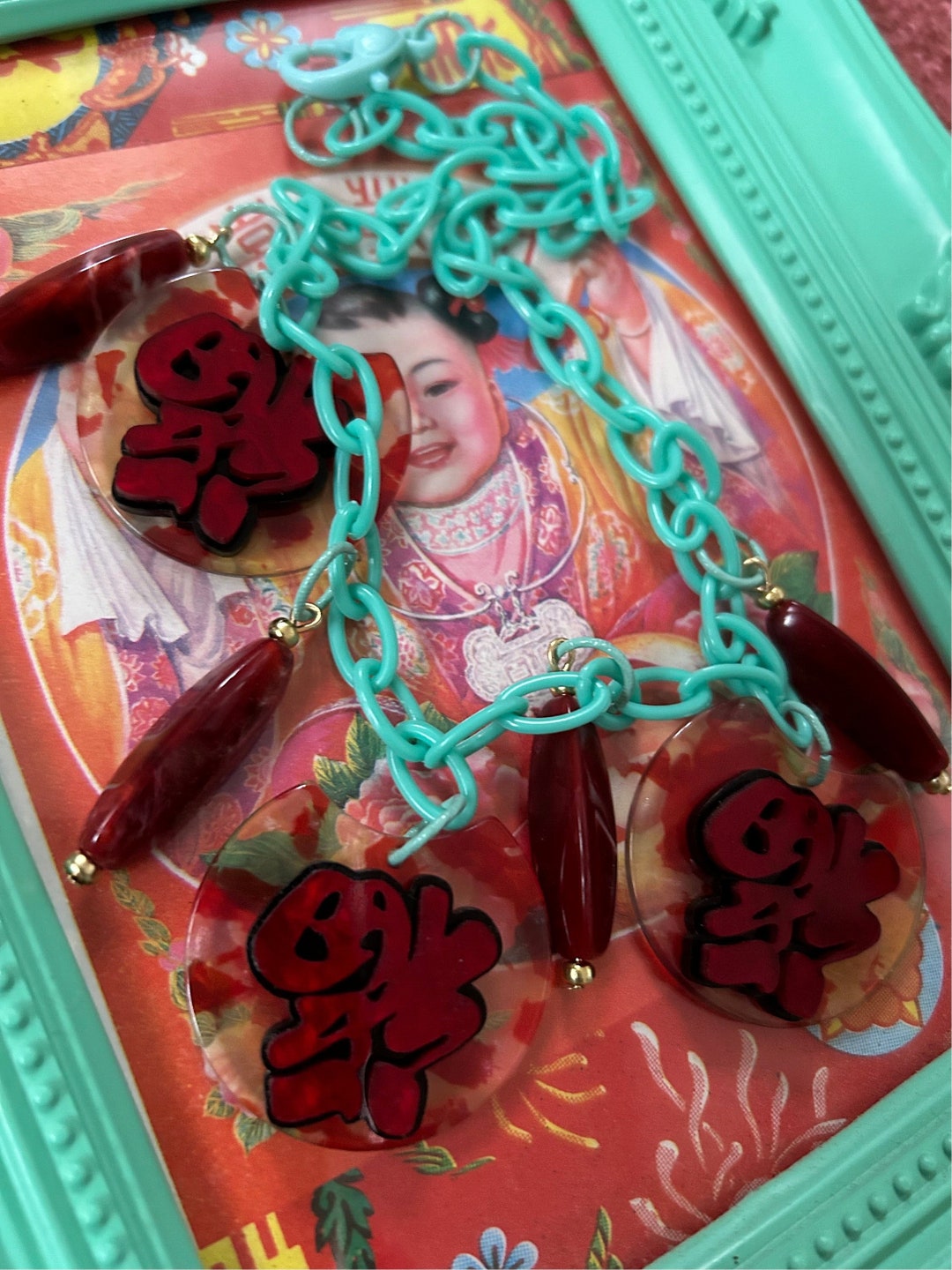 Asian Lucky Charm Necklace,asian Theme Vintage Style Beads Necklace ...