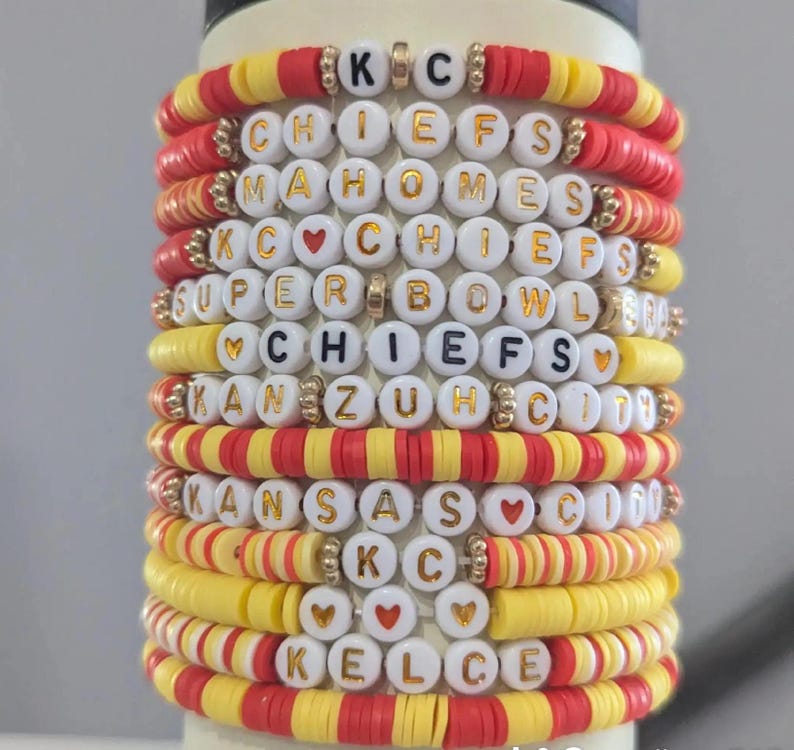 CUSTOMIZABLE Kansas City Chiefs Stacked Bracelets - Etsy