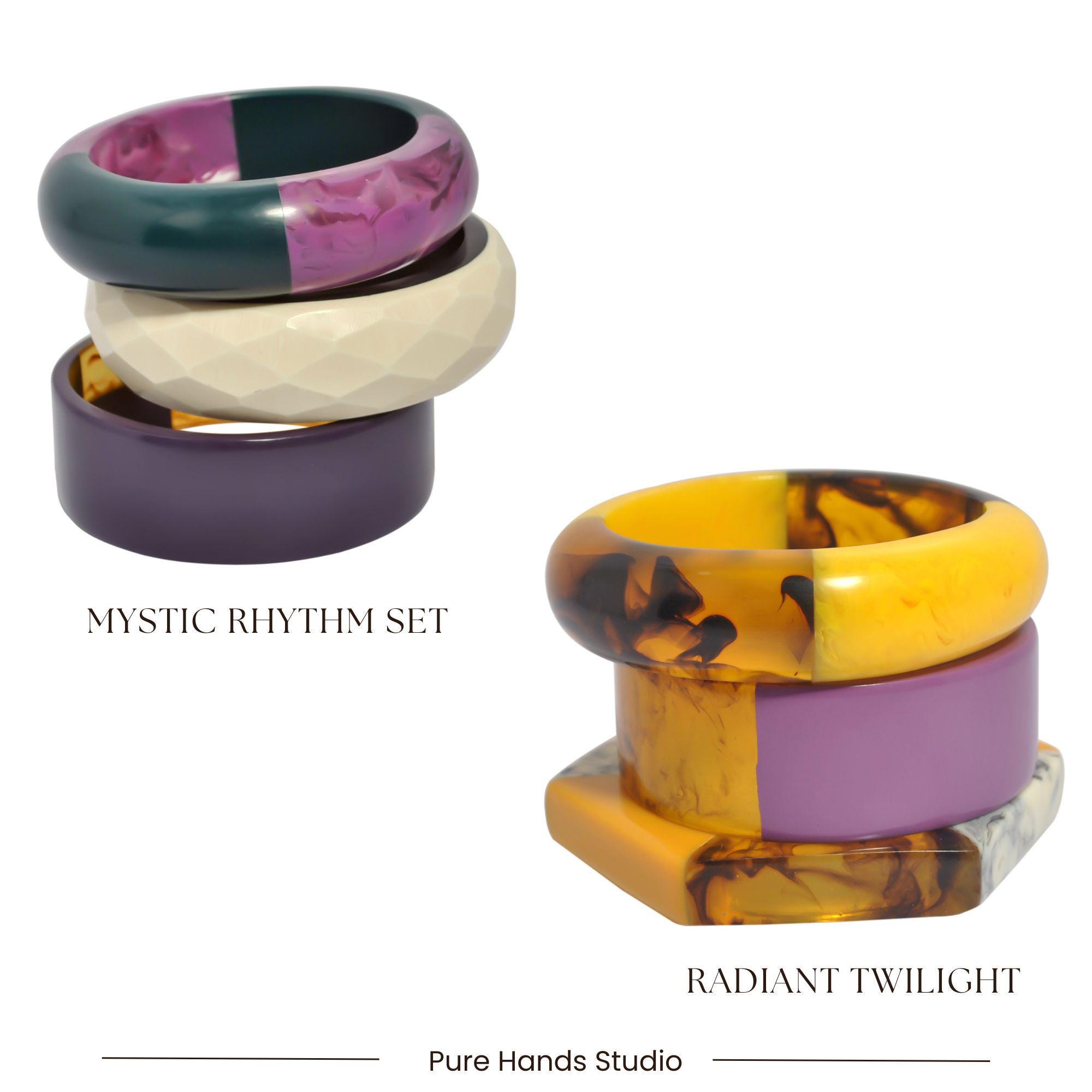 Timeless Radiance Collection - Artisan Resin Bangle Sets in Elegant ...
