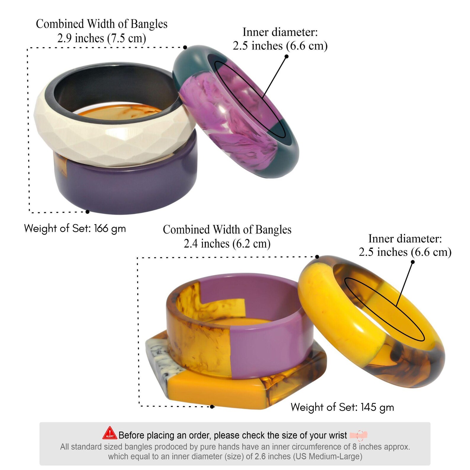 Timeless Radiance Collection - Artisan Resin Bangle Sets in Elegant ...