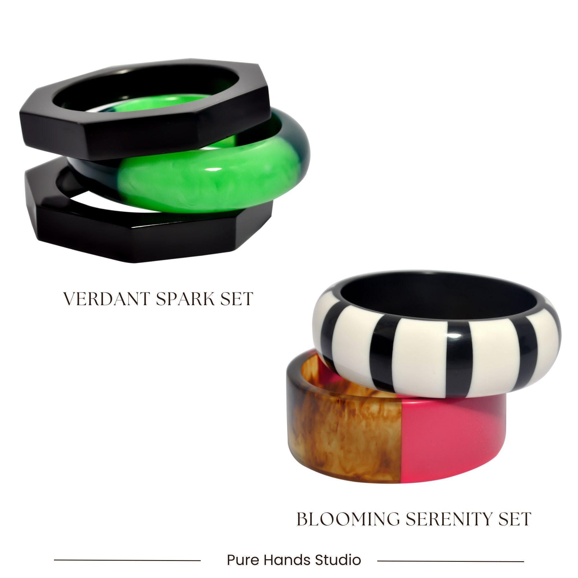 Timeless Radiance Collection - Artisan Resin Bangle Sets in Elegant ...