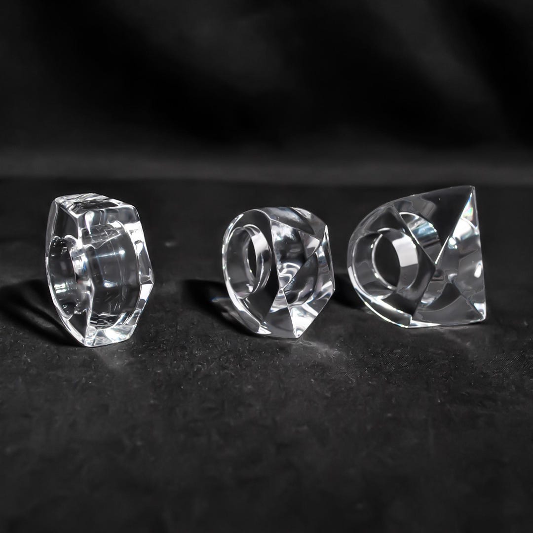 Handmade Set of 3 Clear Acrylic Rings Diaphanus Trilogia by Pure Hands ...