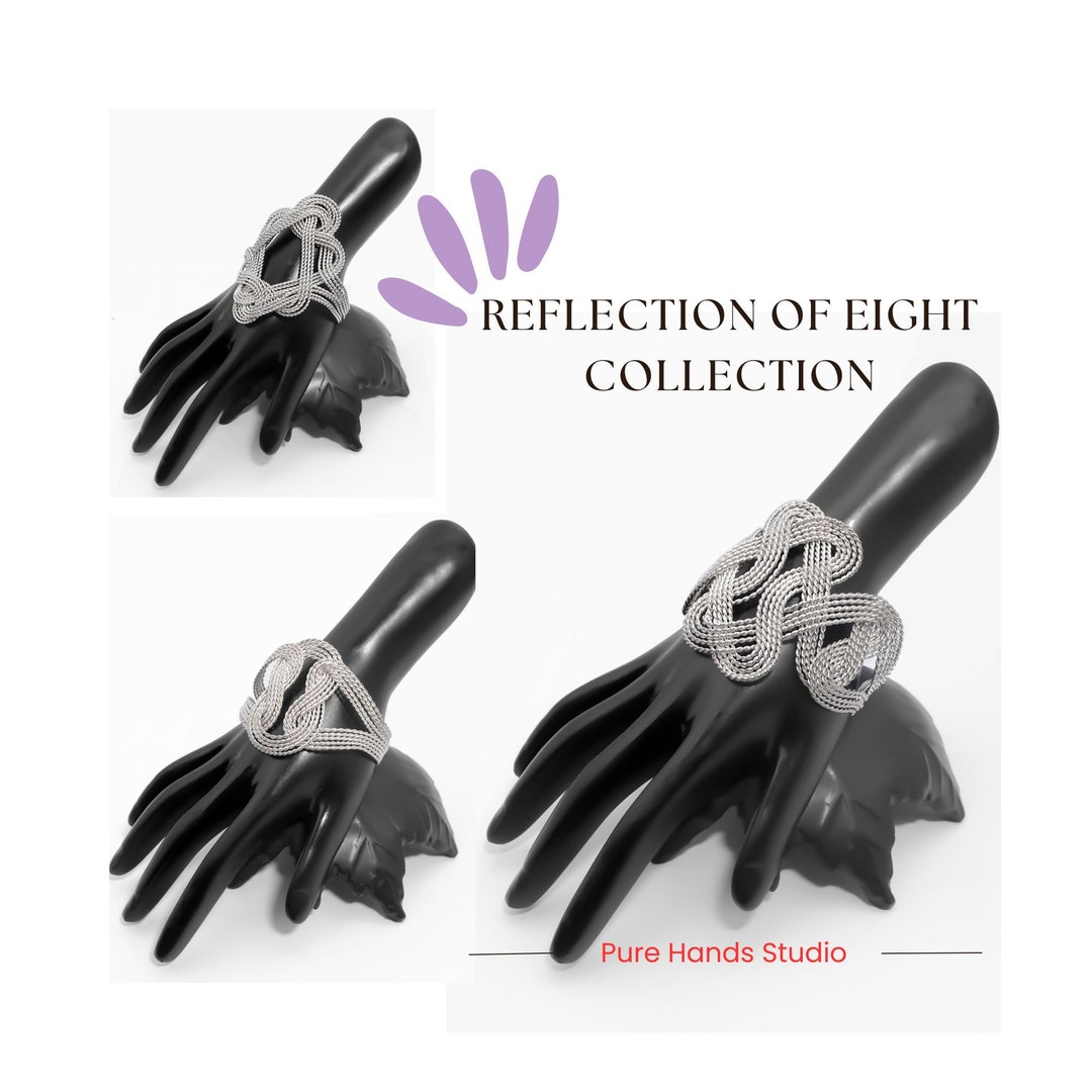 Handcrafted Figure of Eight Braided Brass Wire Cuffs Silver Plated Anti ...