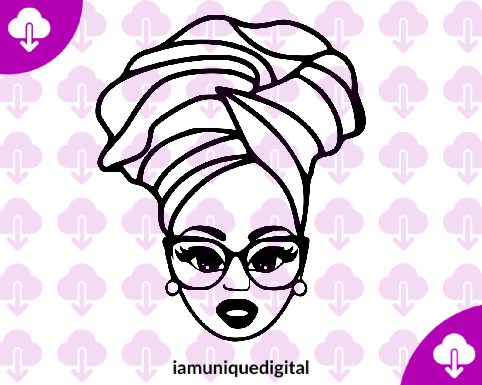 Afro Woman SVG, Black Woman SVG, Black Women Headwrap Cut File, Turban ...