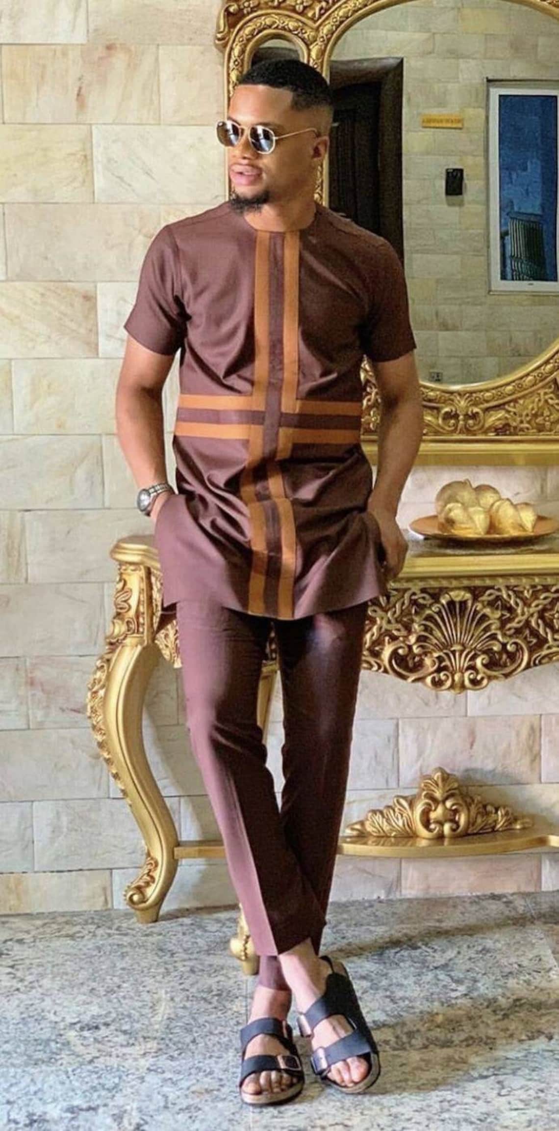 Mens African Traditional Wedding Suit Grooms Senator Suit Groomsmen ...